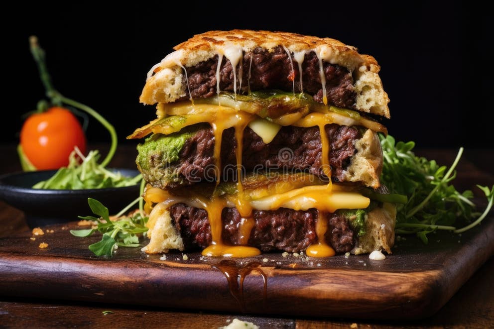 Kangaroo Burger with Cheese Slice Melting Stock Photo - Image of snack ...