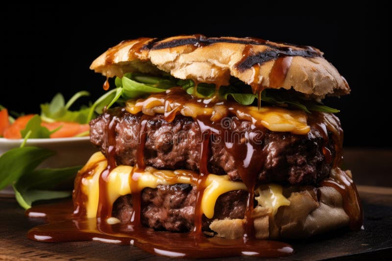 Kangaroo Burger with Cheese Slice Melting Stock Photo - Image of meat ...