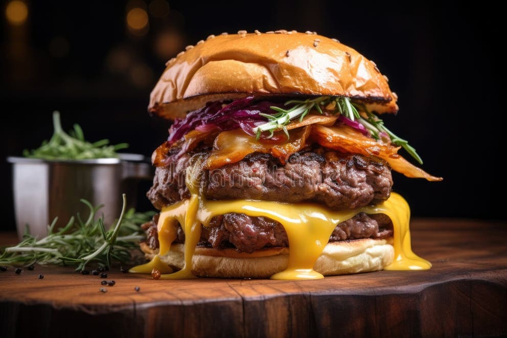 Kangaroo Burger with Cheese Slice Melting Stock Illustration ...