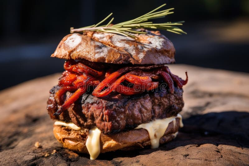 Kangaroo Burger with Grill Marks on a Bun Stock Image - Image of ...