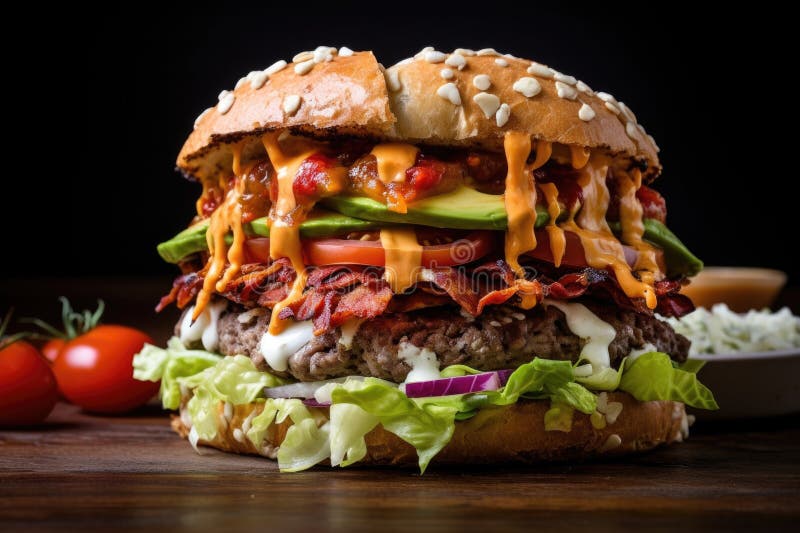 Kangaroo Burger with Lettuce, Tomato, and Cheese Stock Photo - Image of ...