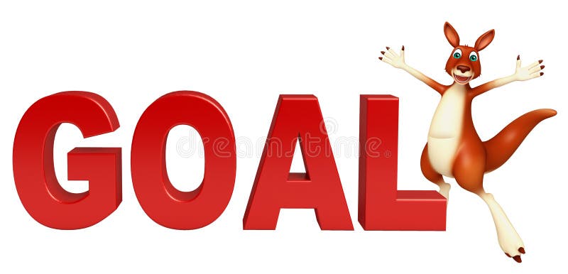 Kangaroo Cartoon Character with Goal Sign Stock Illustration ...