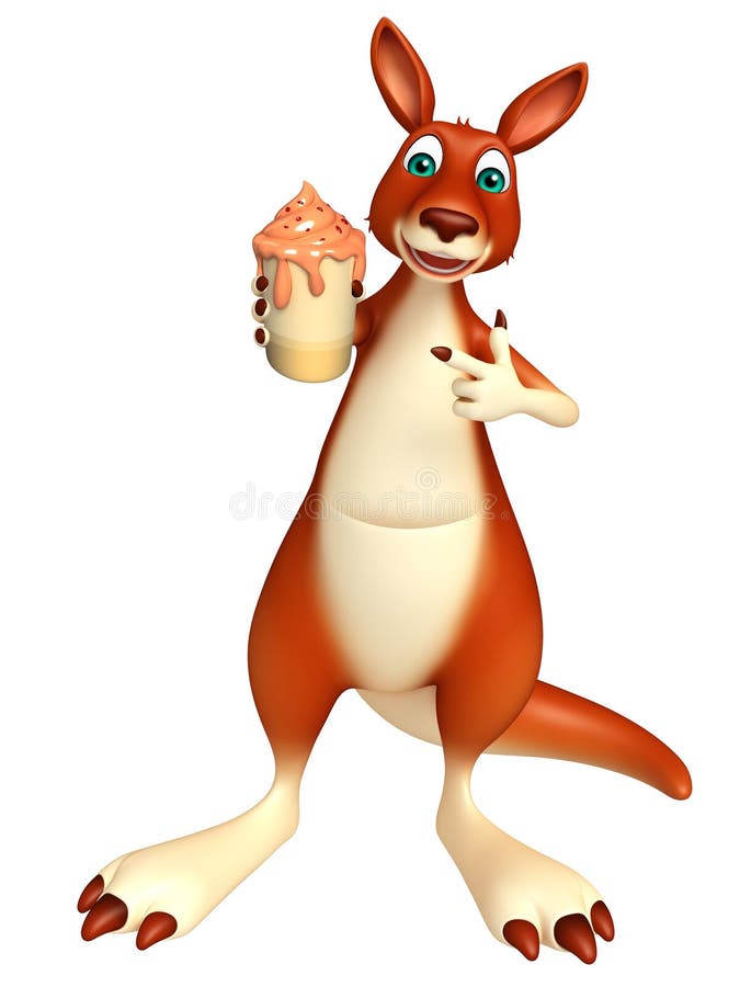 Kangaroo Cartoon Character with Ice-cream Stock Illustration ...