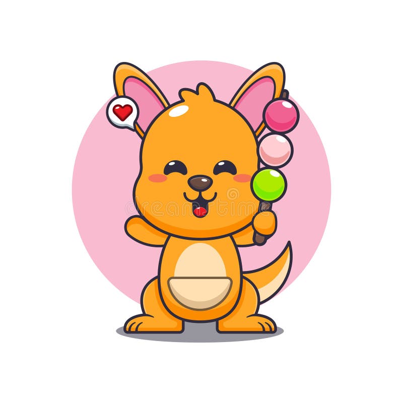 Kangaroo Cartoon Vector Illustration Eating Dango Stock Vector ...