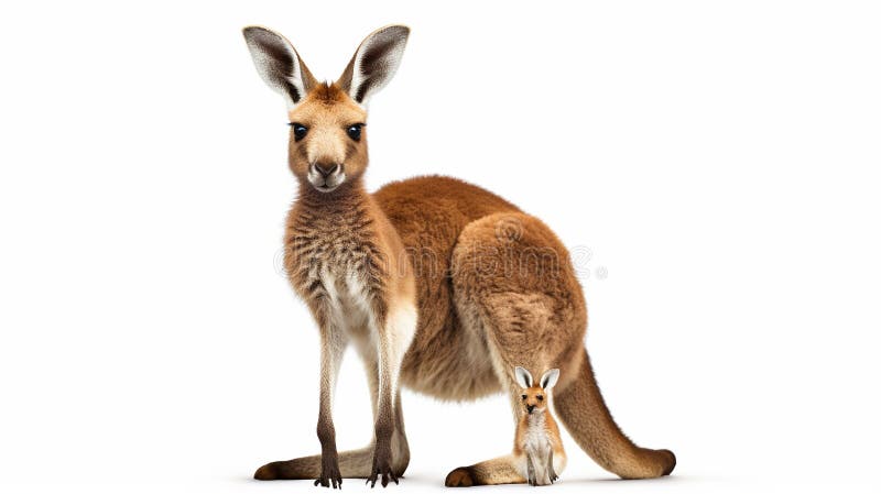 Kangaroo with cute Joey stock illustration. Illustration of shape ...