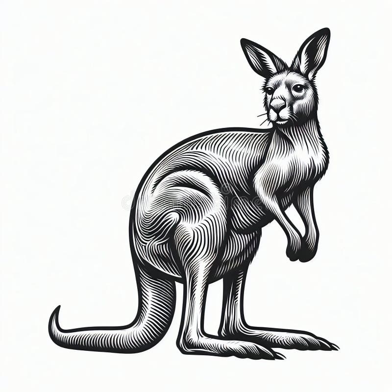 Lineart kangaroo design stock illustration. Illustration of abstract ...