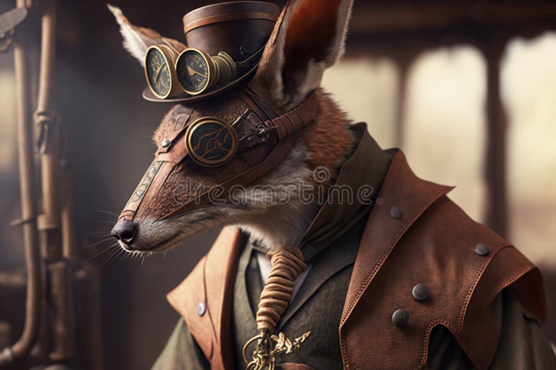A Kangaroo is Dressed in a Steampunk Outfit. AI Stock Illustration ...