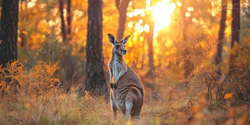 Kangaroo in Forest stock image. Image of trees, marsupial - 373220513