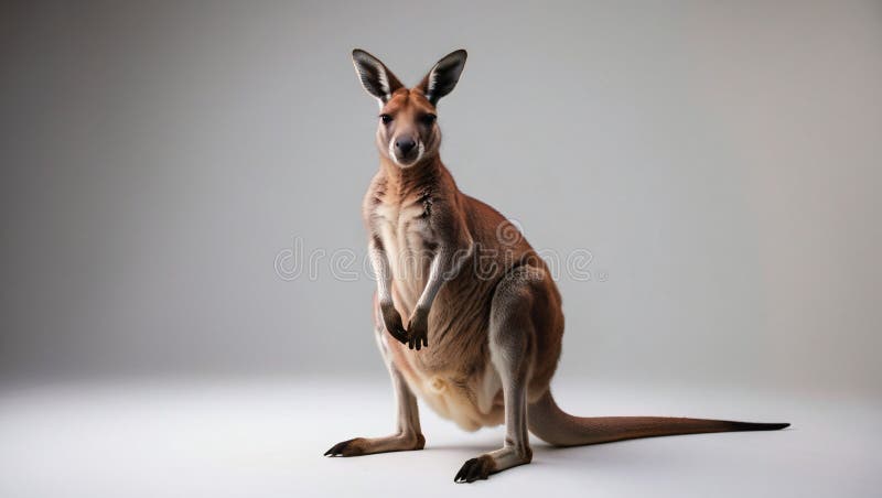 Kangaroo Full Body, Standing Front View, Isolated on White Background ...