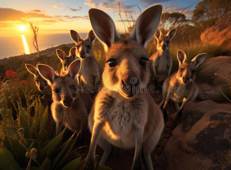 Kangaroo group stock image. Image of summer, sitting - 289752687
