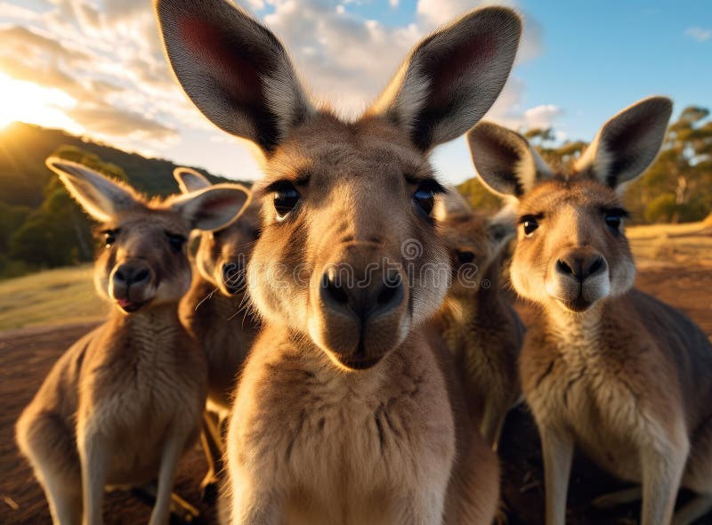 Kangaroo group stock photo. Image of outdoors, brown - 289771356