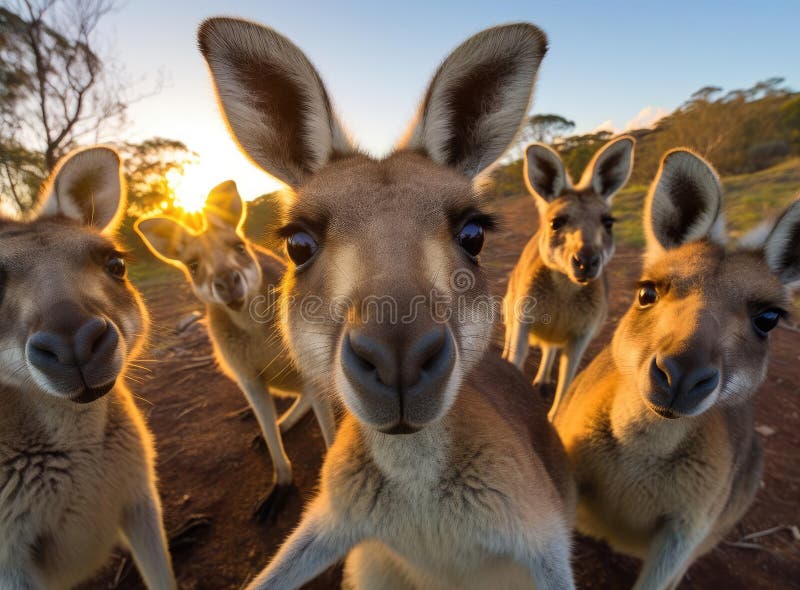 Kangaroo group stock photo. Image of outback, grey, group - 289773760