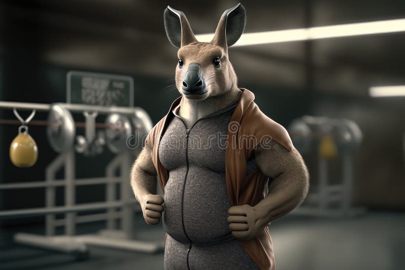 Kangaroo in a gym stock illustration. Illustration of mammal - 275926782