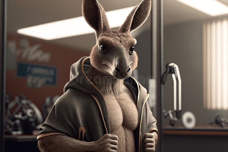 Kangaroo in a gym stock illustration. Illustration of wild - 275926786