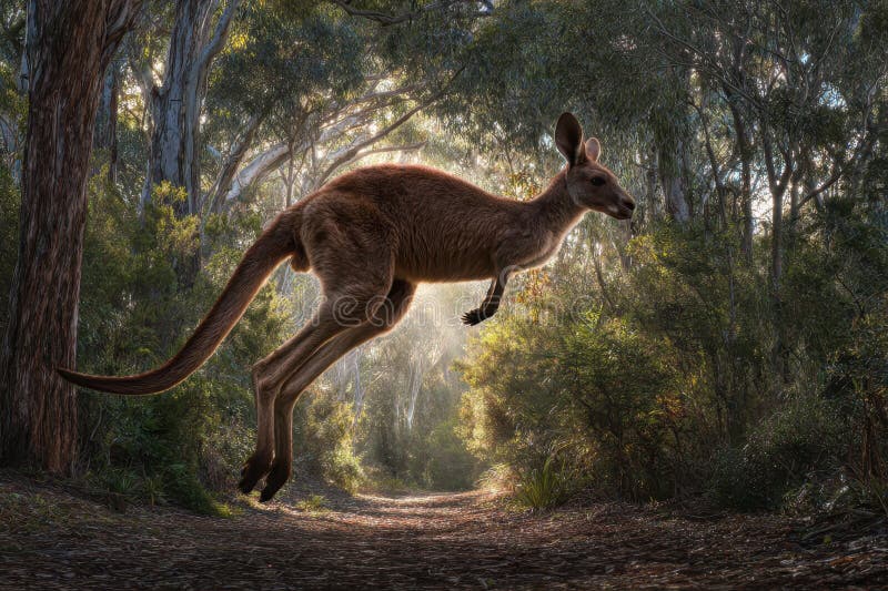 Kangaroo Hopping between Dimensions in a Mystical Forest with Rays of ...