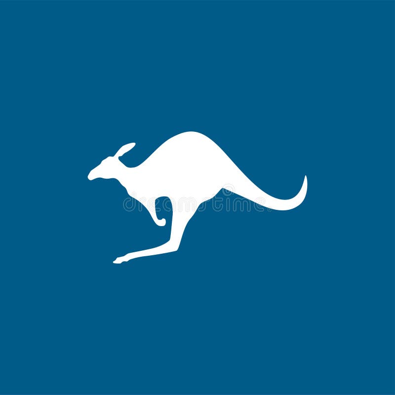 Kangaroo Icon on Blue Background. Blue Flat Style Vector Illustration ...