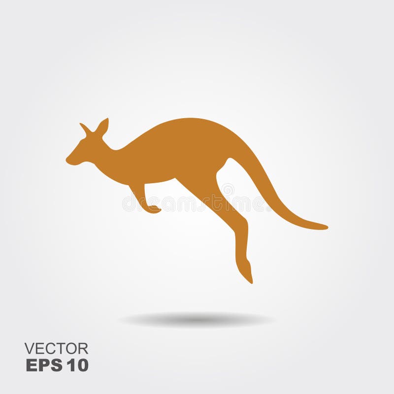 Kangaroo Icon on Blue Background. Blue Flat Style Vector Illustration ...