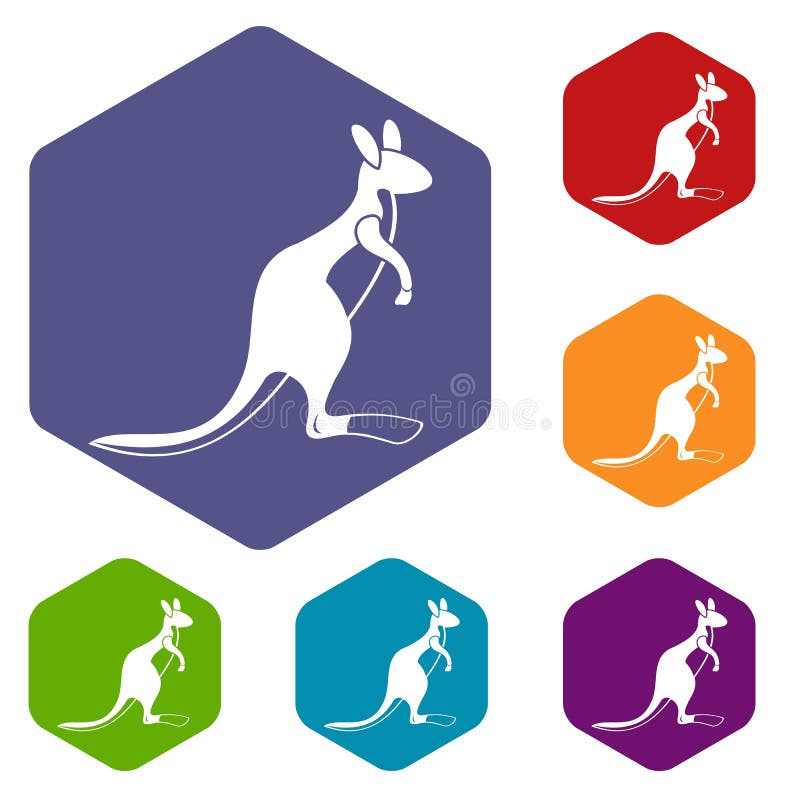 Kangaroo icons set hexagon stock vector. Illustration of zealand - 91692698