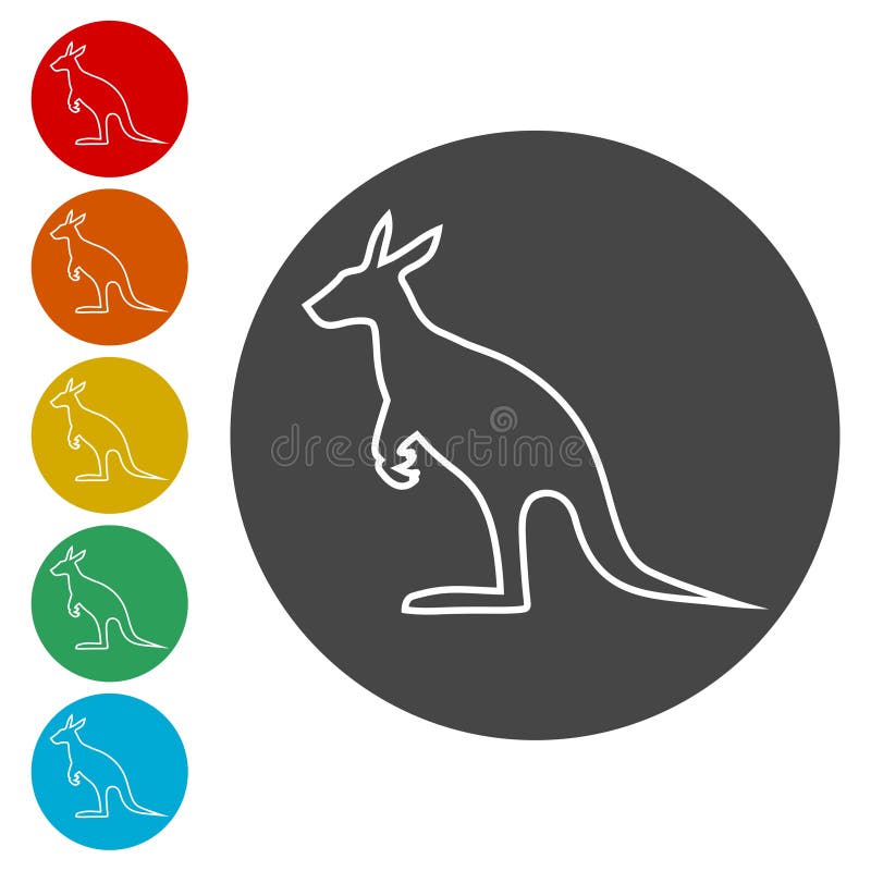 Kangaroo Icons Set - Illustration Stock Vector - Illustration of ...