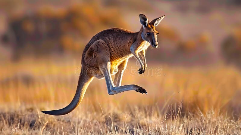 A Kangaroo Jumping in the Air Stock Image - Image of field, pouch ...