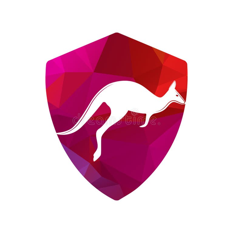 Kangaroo Jumping Logo Template Vector Illustration Inside a Shape of Shield. Stock Vector ...