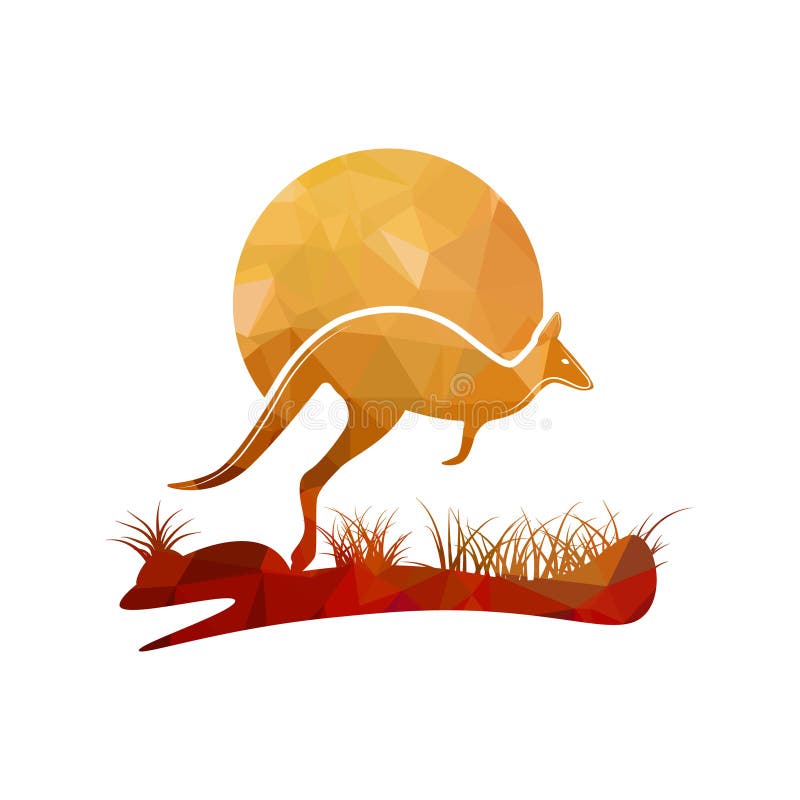 Kangaroo Jumping Logo Template Vector Illustration Inside a Shape of ...