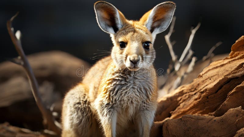 A Kangaroo with Large Ears. Generative AI. Stock Illustration ...