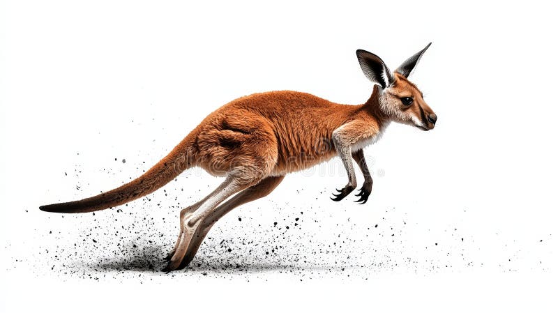 Kangaroo Leaping in a Dynamic Pose Stock Illustration - Illustration of ...