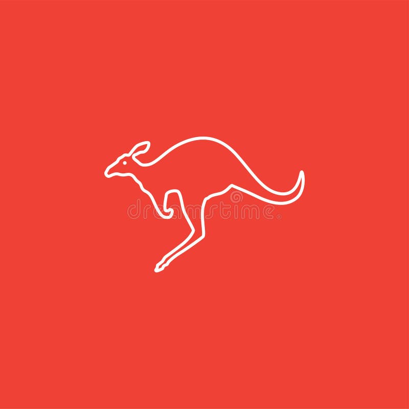 Kangaroo Line Icon on Red Background. Red Flat Style Vector ...