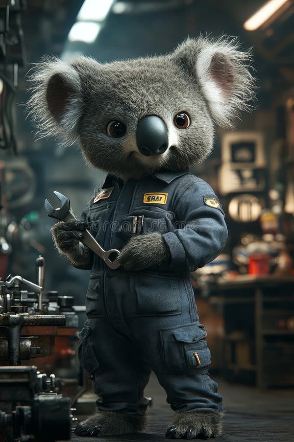 Kangaroo Mechanic Working in a Workshop Stock Illustration ...