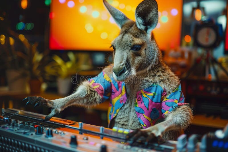 A Kangaroo is Playing a DJ Set Stock Image - Image of equipment, male ...