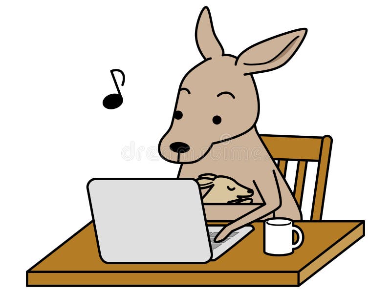 Kangaroo Raising a Child Looking at a Computer Stock Vector ...