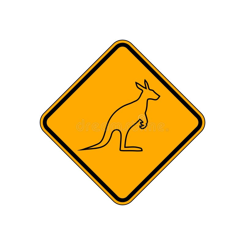 Kangaroo Road Sign stock vector. Illustration of animal - 143629949