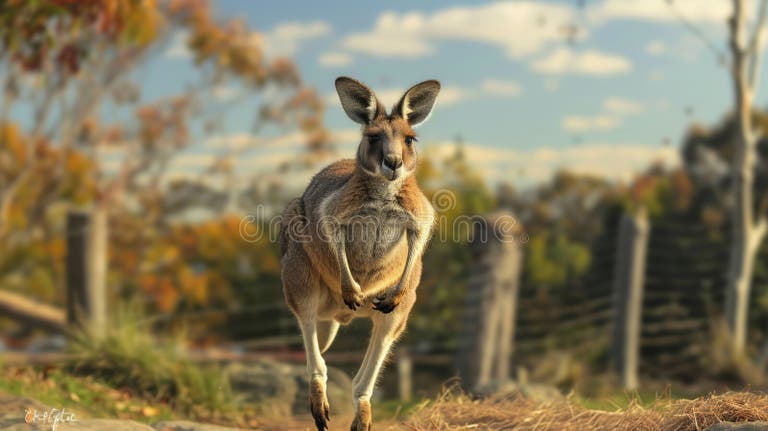 A Kangaroo is Running through the Grass Stock Image - Image of ...