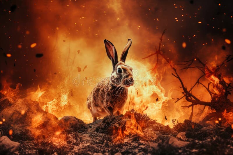 A Kangaroo is Seen Standing in Front of a Raging Forest Fire ...