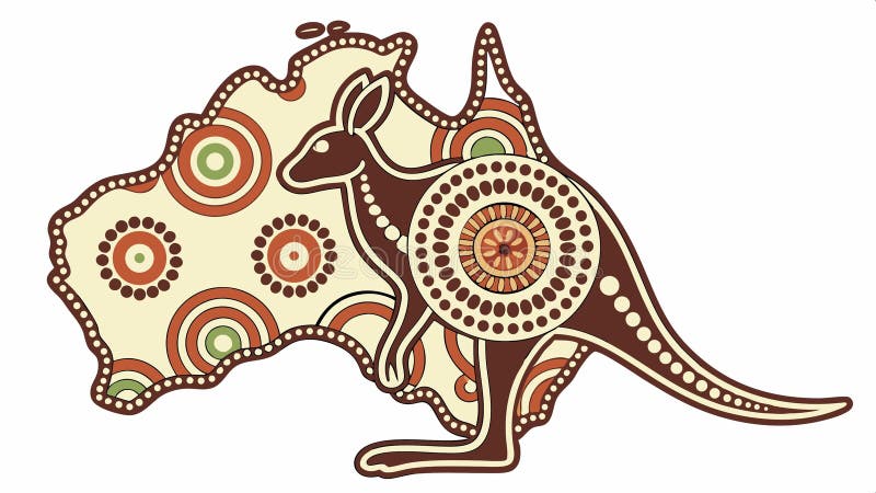 Kangaroo Silhouette with Aboriginal Art Patterns and Earthy Tones ...