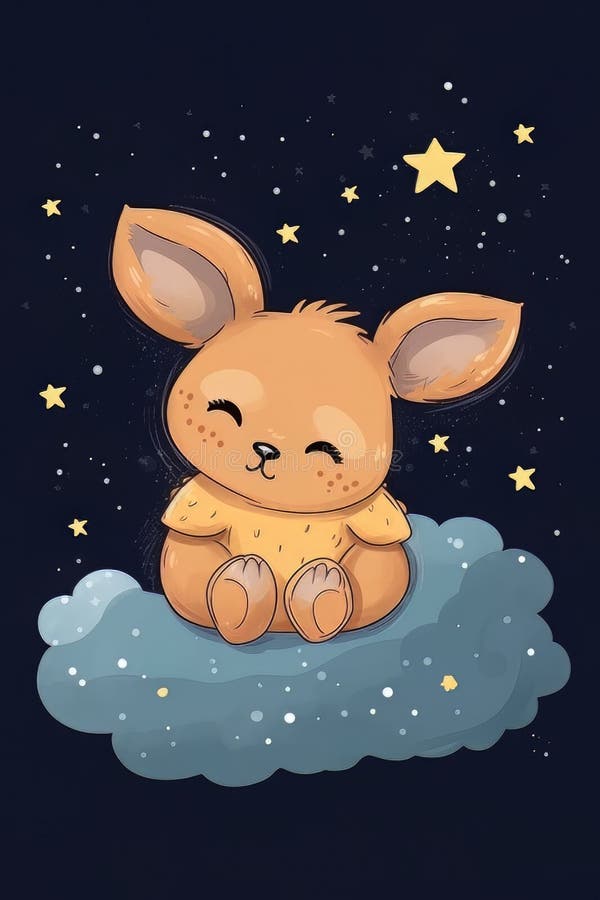 Kangaroo Sleeping on a Cloud on a Starry Night Stock Image - Image of ...