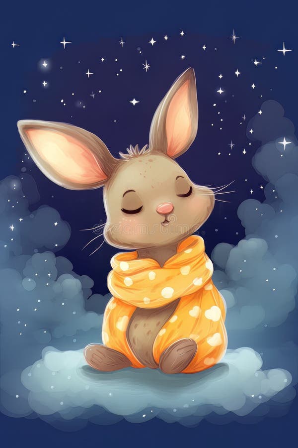 Kangaroo Sleeping on a Cloud on a Starry Night Stock Photo - Image of ...