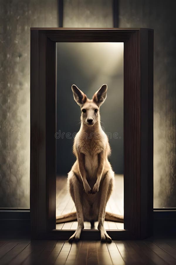 Kangaroo Standing in a Doorway Stock Illustration - Illustration of ...