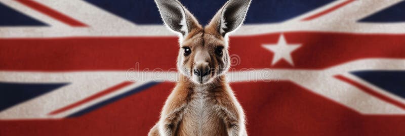Kangaroo Standing in Front of the Australian Flag this Striking Image ...