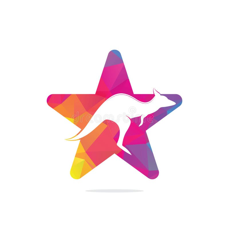Kangaroo Star Logo Simple Love Outline Mascot Stock Vector ...