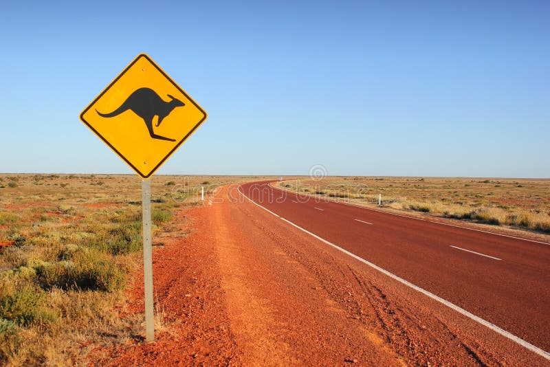Kangaroo Warning Sign,Western Australia Stock Image - Image of ...