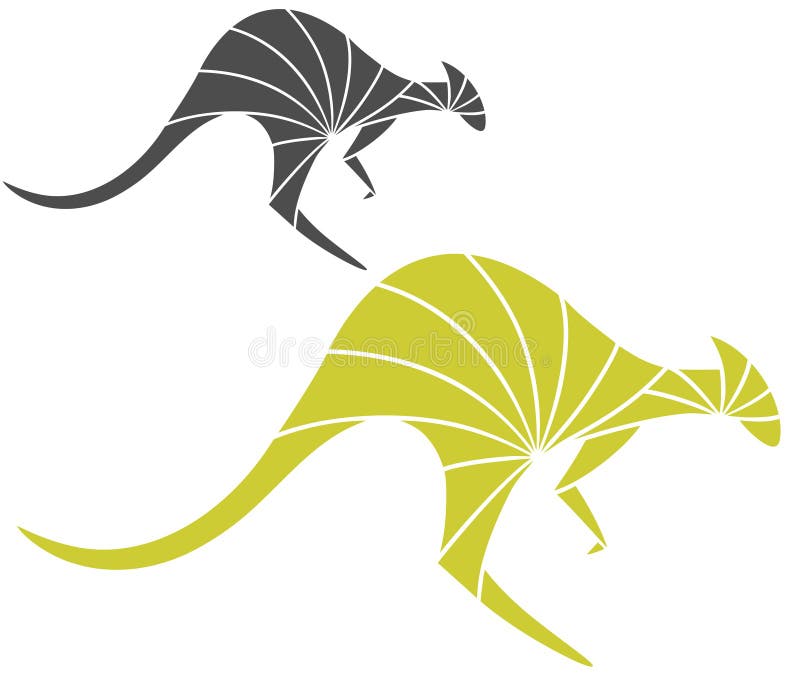 Green Kangaroo Icon in Orange Background. Stock Vector - Illustration ...