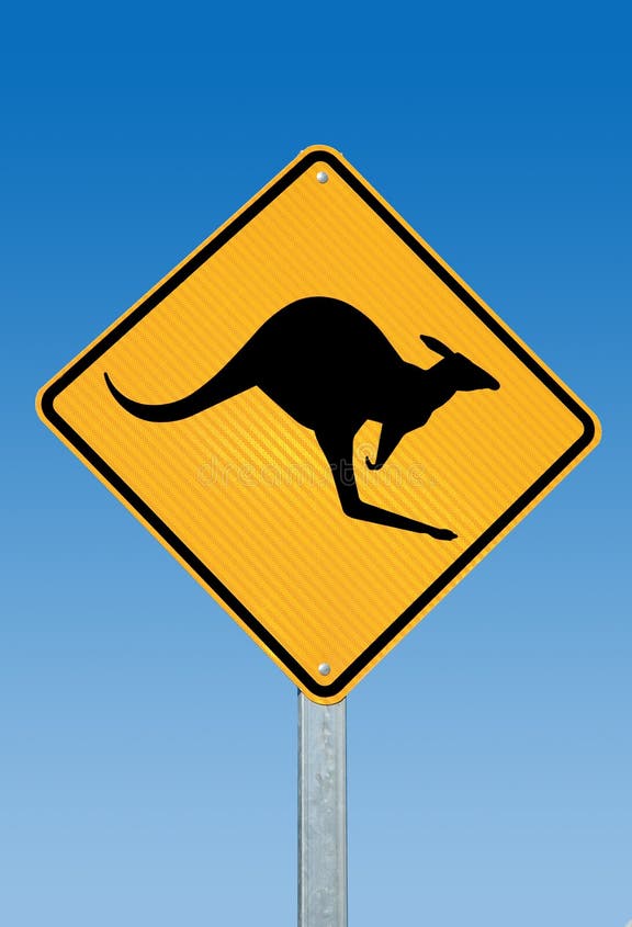 A Kangaroo Warning Sign Australia Stock Photo - Image of animal, signs ...