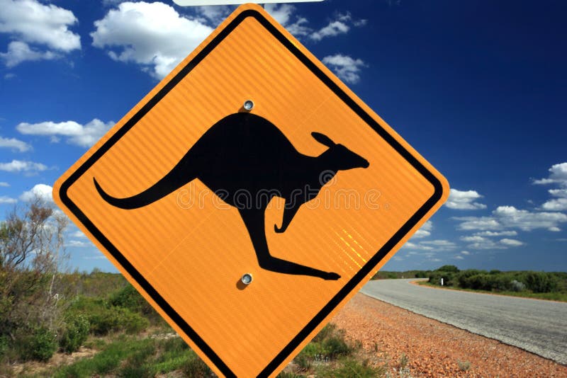 Kangaroo Warning Sign,Western Australia Stock Image - Image of ...