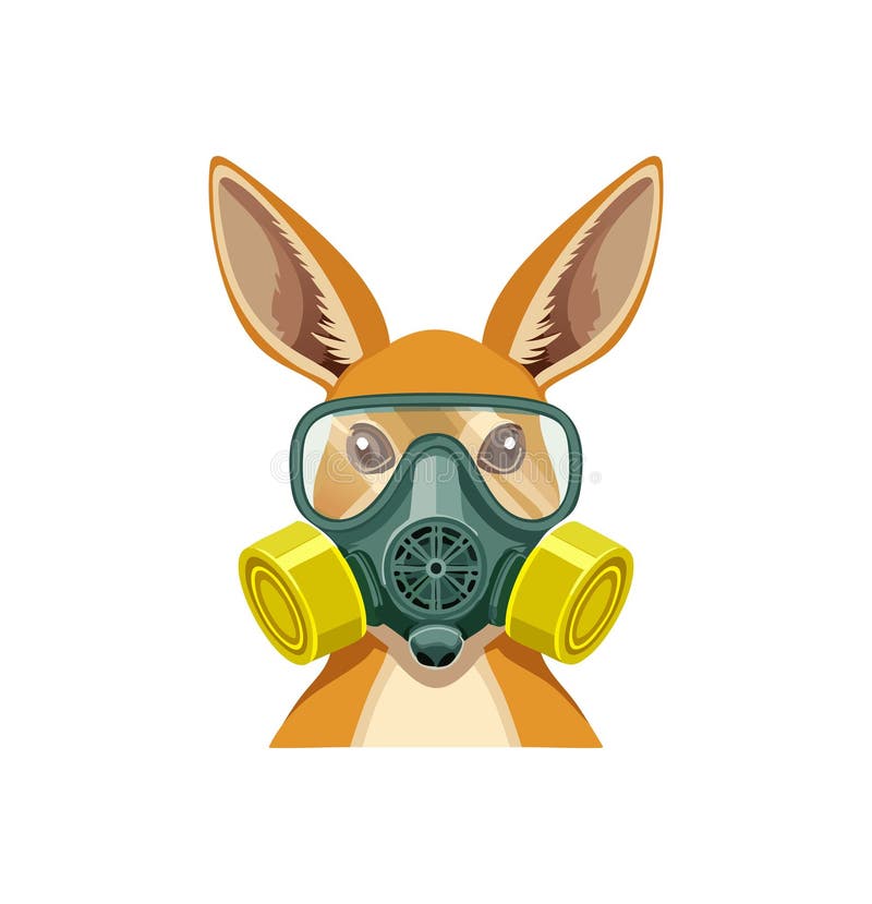 Kangaroo Wearing a Gas Mask Stock Illustration - Illustration of ...
