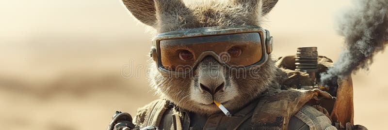 A Kangaroo Wearing Goggles and Smoking a Cigarette Stock Illustration ...