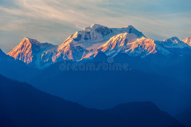 Mt. Kanchenjunga Close Up from Sikkim Stock Image - Image of written ...