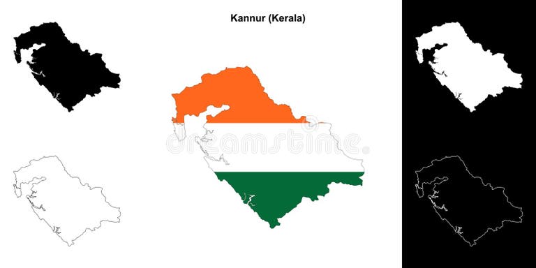 Kannur outline map stock illustration. Illustration of district - 368830968