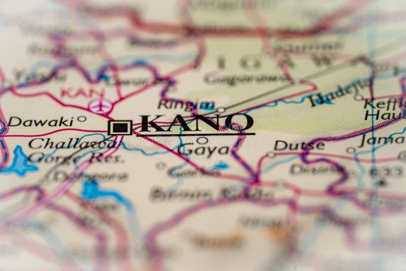 Kano, Nigeria Highlighted on a World Map Stock Photo - Image of atlas ...
